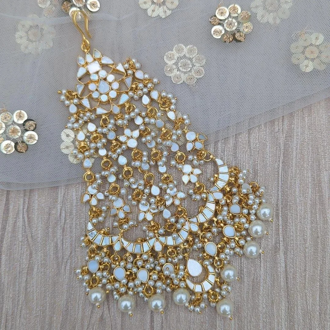 Mother of Pearl Cluster Side Jhoomer Pasa Headpiece — Glimour Jewellery