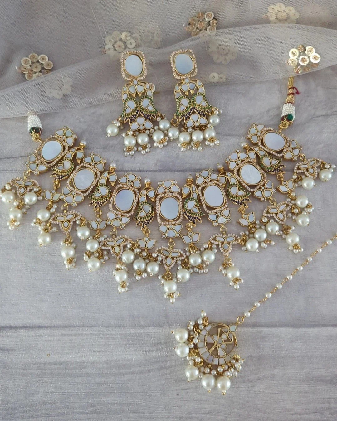 Mother of Pearl Choker Necklace Jewellery Jewelry Set — Glimour Jewellery