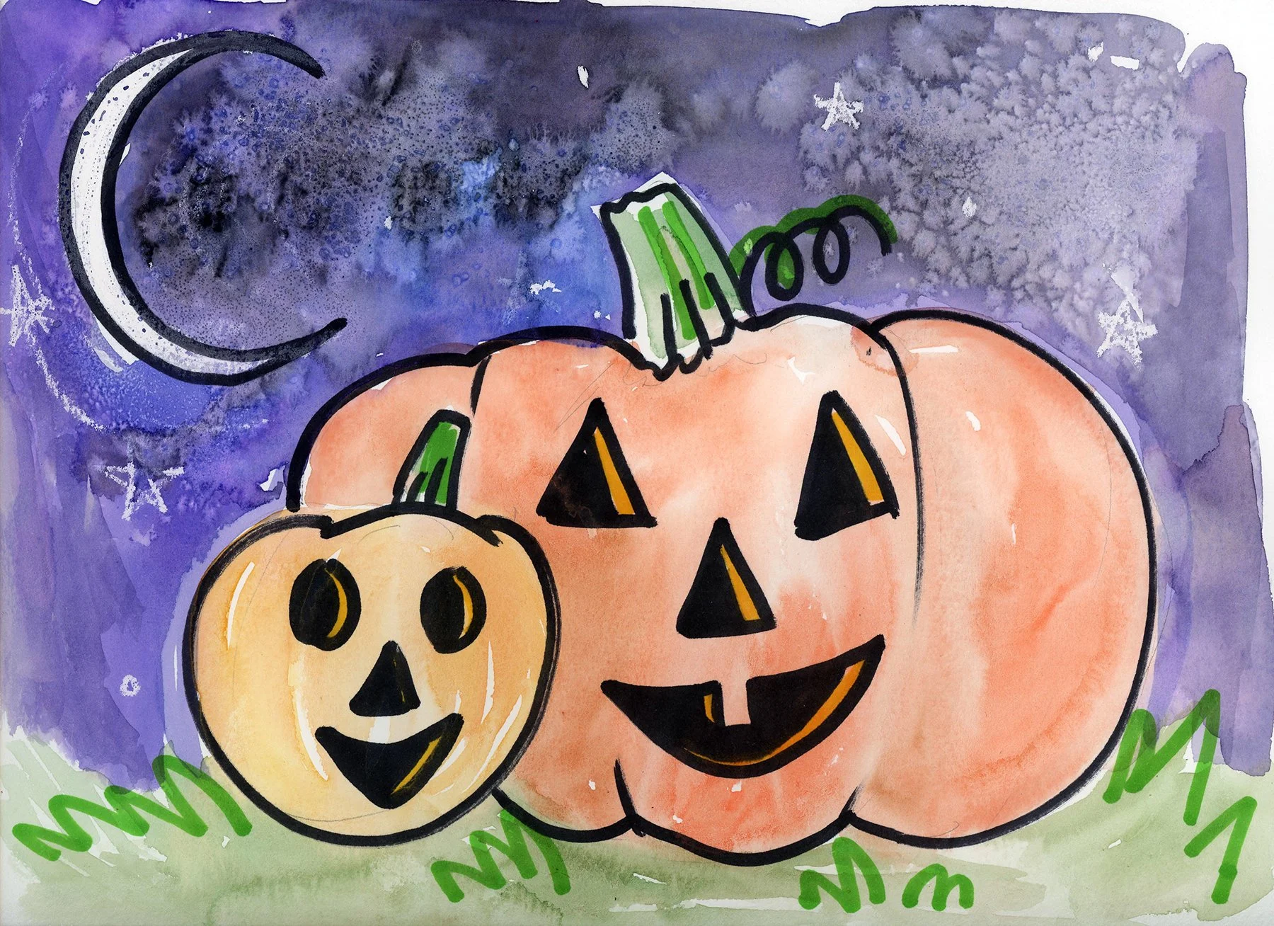 Pumpkin Lessons! TWO free watercolor projects plus coloring page ...