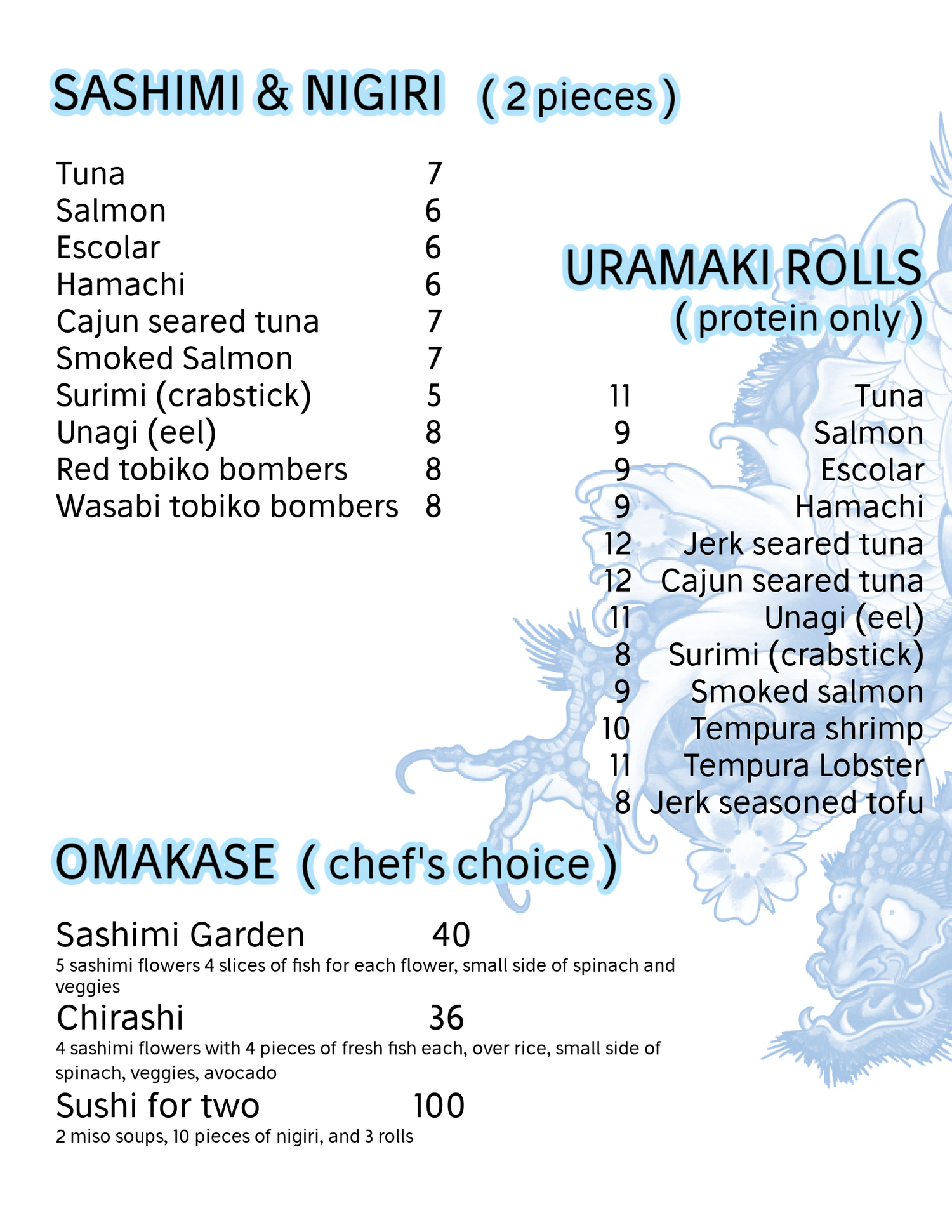 MENU — Enkai Sushi Bar