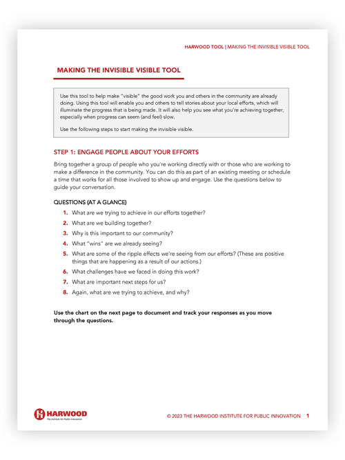 Making the Invisible Visible — The Harwood Institute