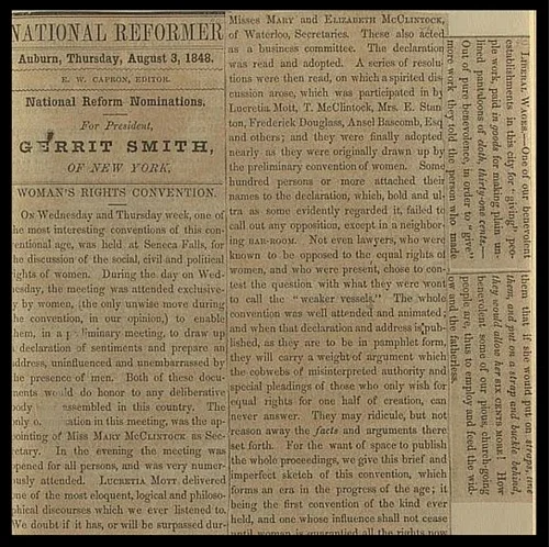 Call for Suffrage at Seneca Falls — History of U.S. Woman's Suffrage