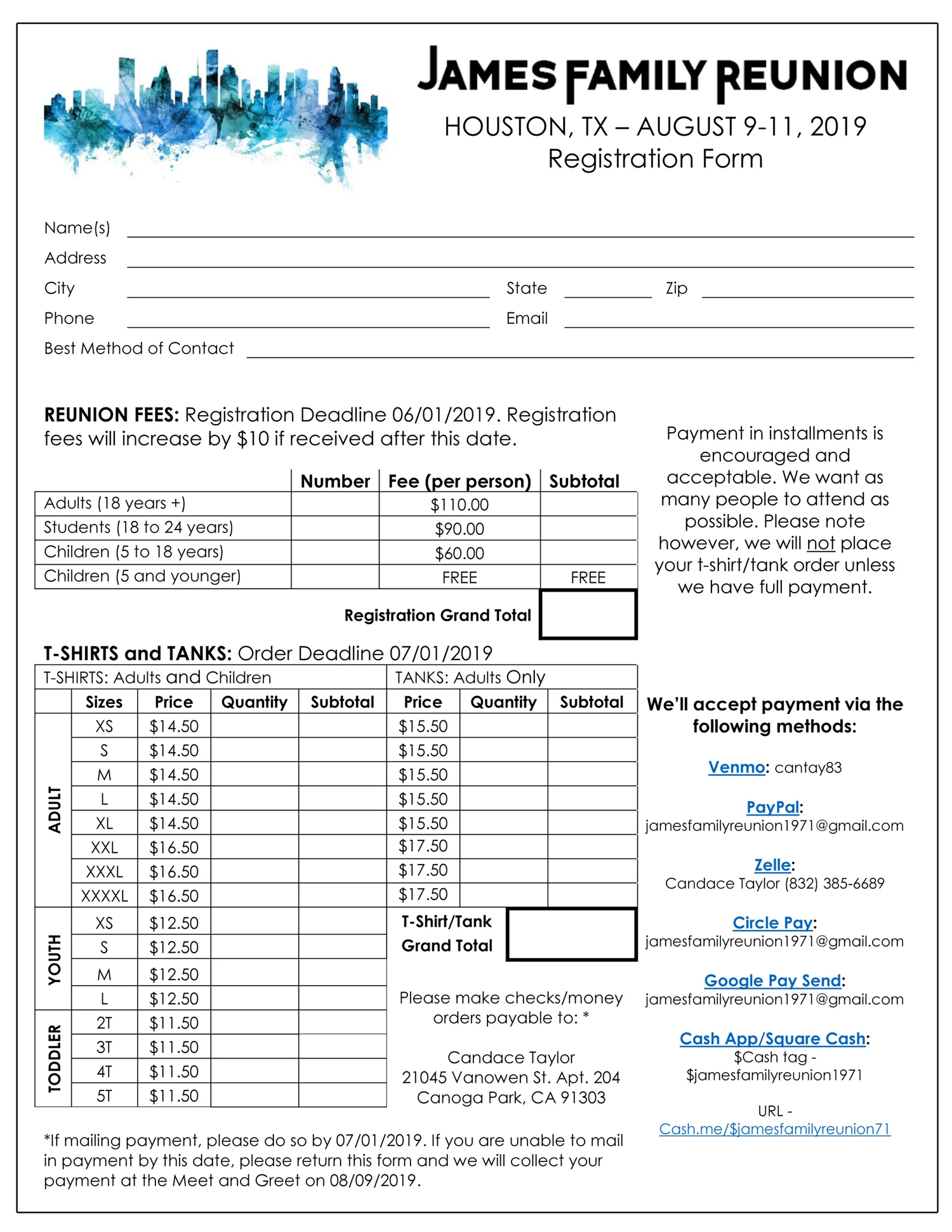 Family Reunion Registration Form Template Free Event Registration Form