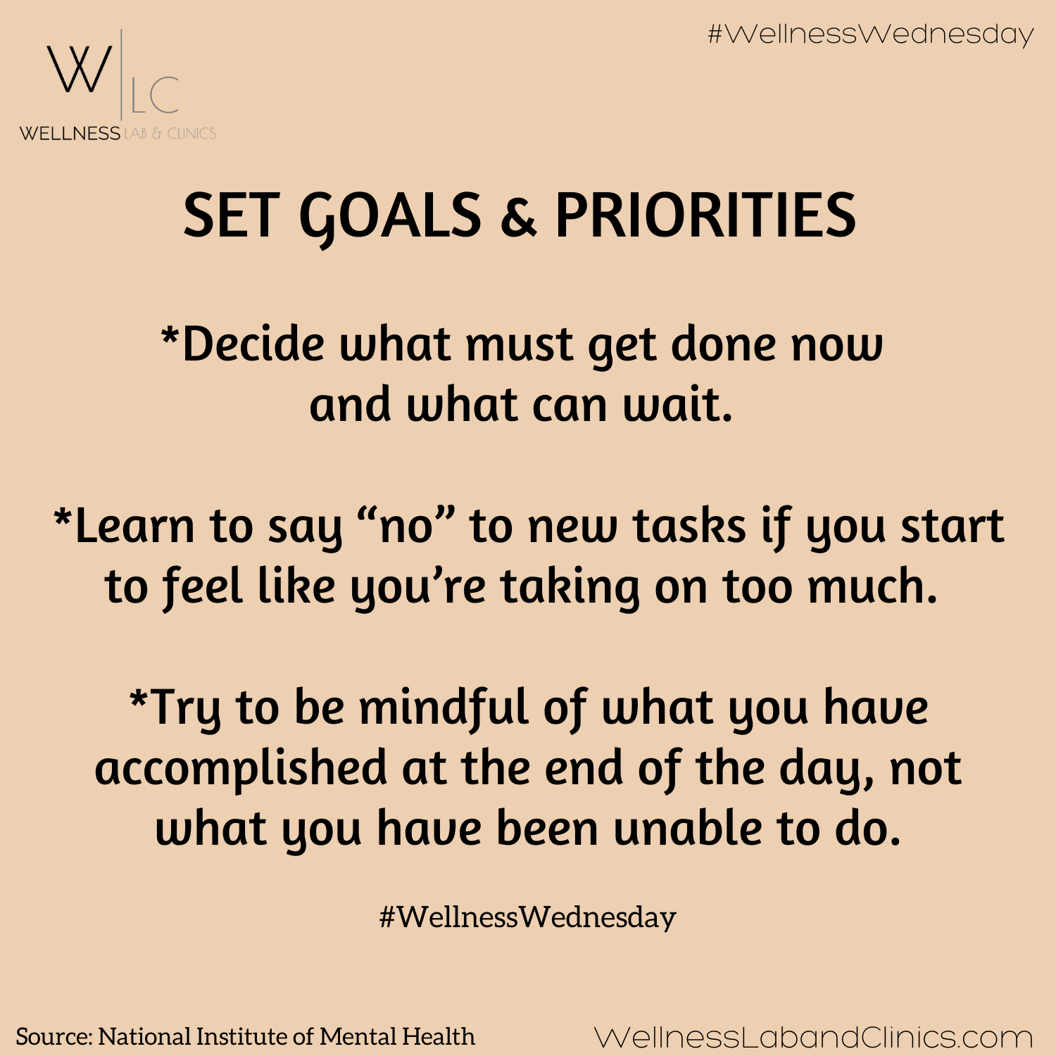 WELLNESS WEDNESDAY: Goals & Priorities — Wellness Lab & Clinics