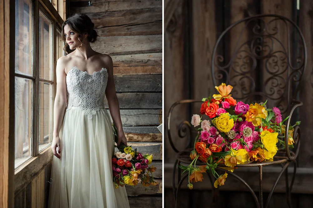 Inspirationsfotografering med vintageporslin och hållbara brudklänningar