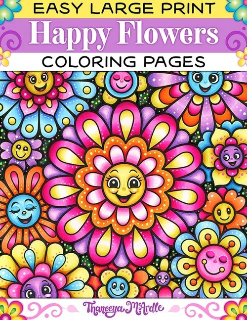 Happy Flowers Coloring Pages