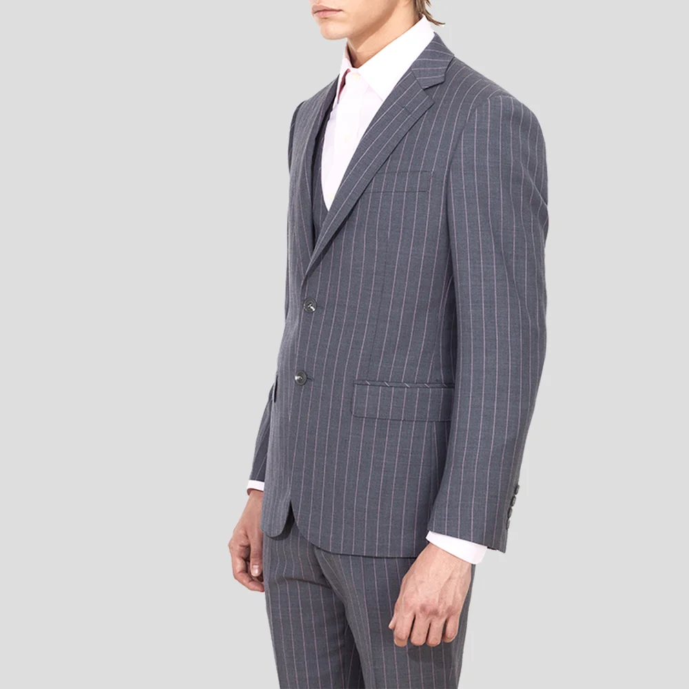 Euro Pink Charcoal Gray Suit