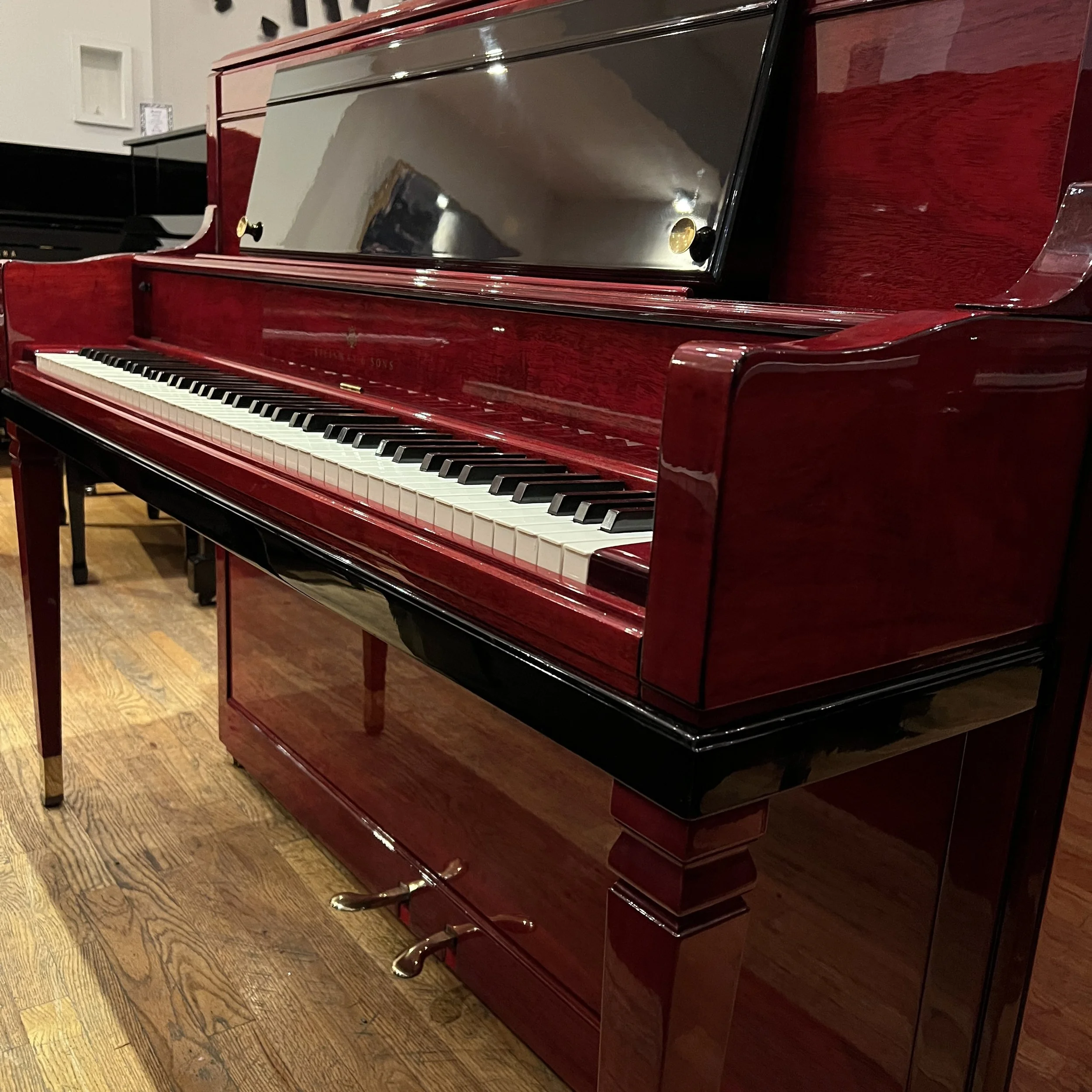Steinway Sheraton Console Red (Available, soon) — Beethoven Pianos