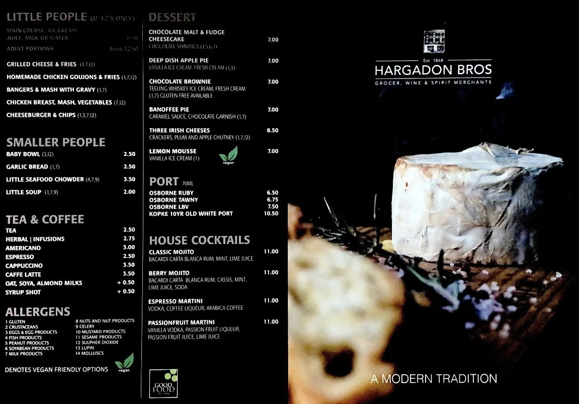 Menu — Hargadon Bros