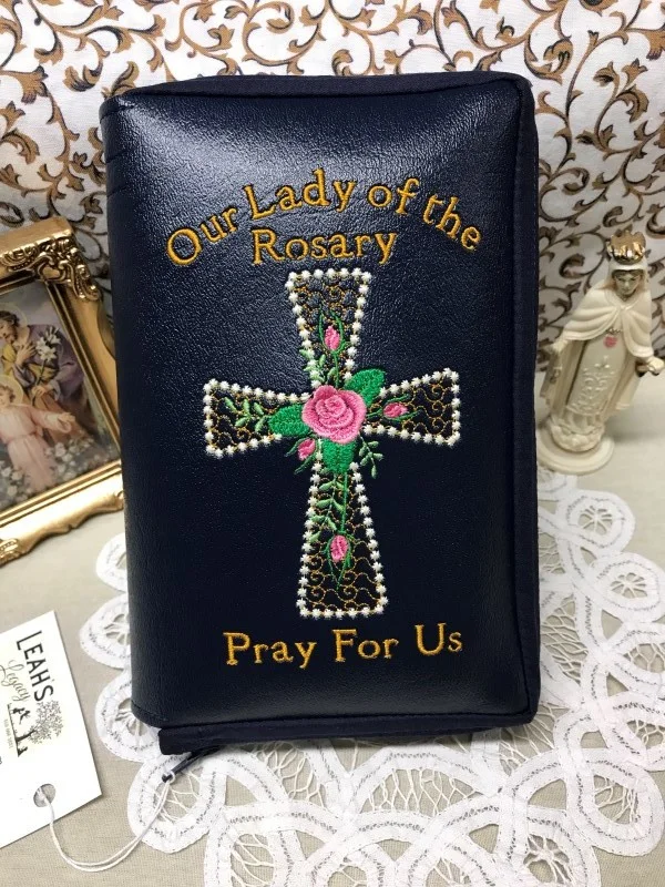 Pearl & Rose Cross Missal Cover — Custom Missal & Breviary Covers