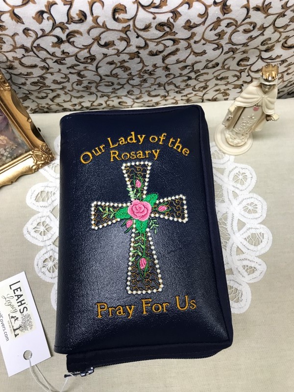 Pearl & Rose Cross Missal Cover — Custom Missal & Breviary Covers