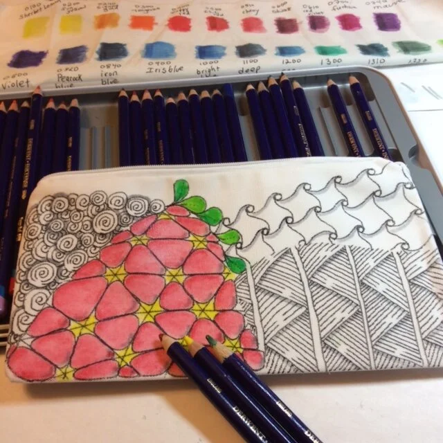 Zentangle Tangling on Fabric with Inktense Color — linedotcalmlinedotcalm