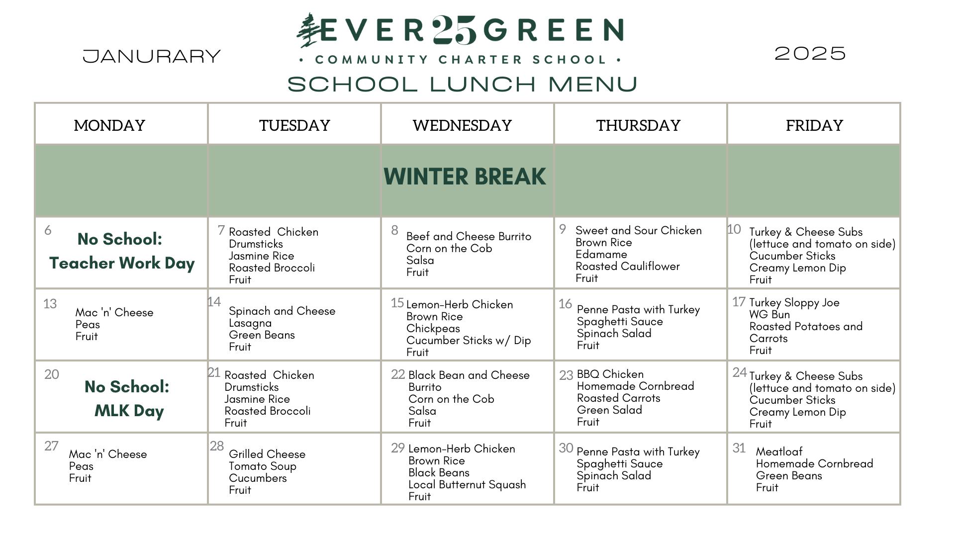 Nutrition, Menus, and More — Evergreen Community Charter School