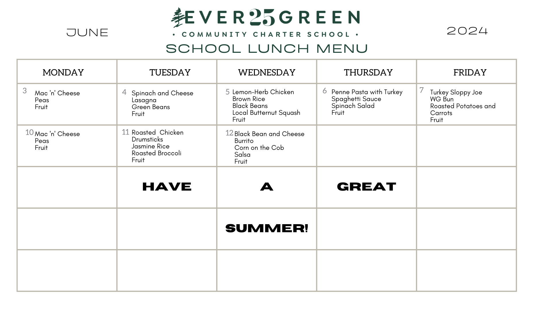 Nutrition, Menus, and More — Evergreen Community Charter School
