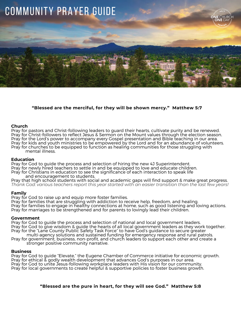 Community Prayer Guide — One Hope
