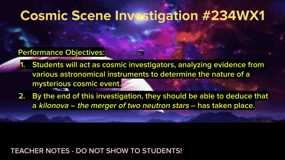 CRUSH SCHOOL - Cosmic Scene Investigation: Kilonova Mystery - High ...