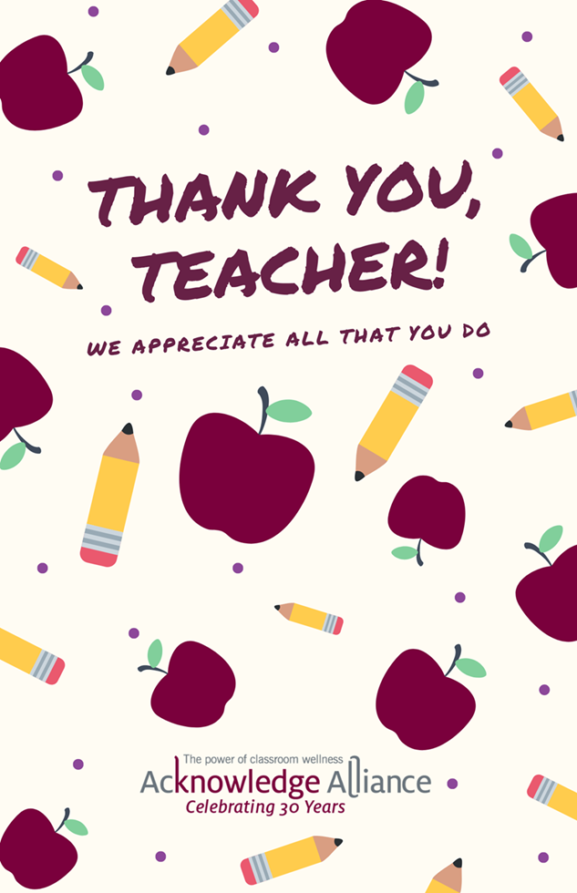 Teacher Appreciation Card — Acknowledge Alliance