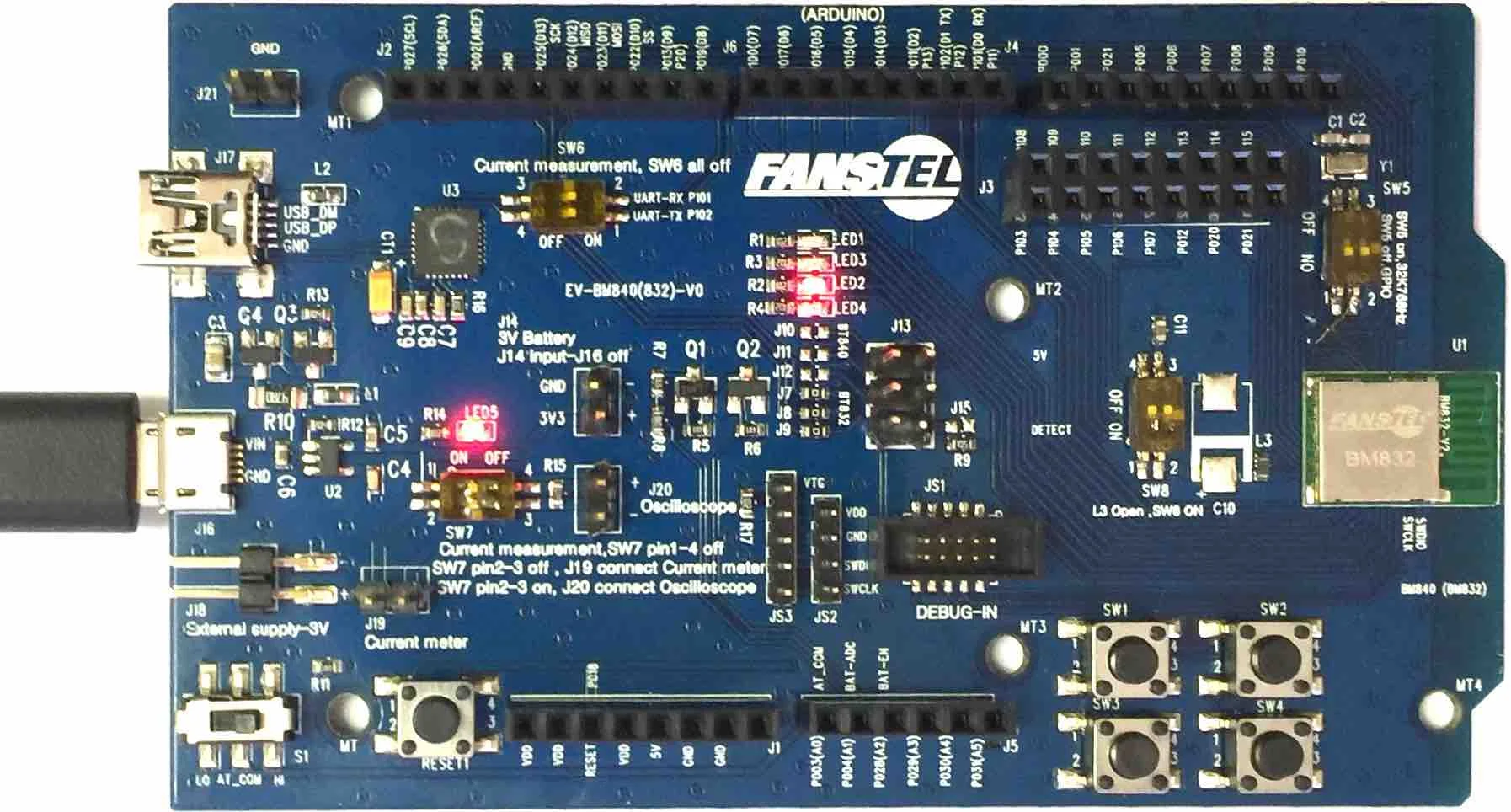 BM832, BM832E nRF52832 Bluetooth 5 module — Fanstel