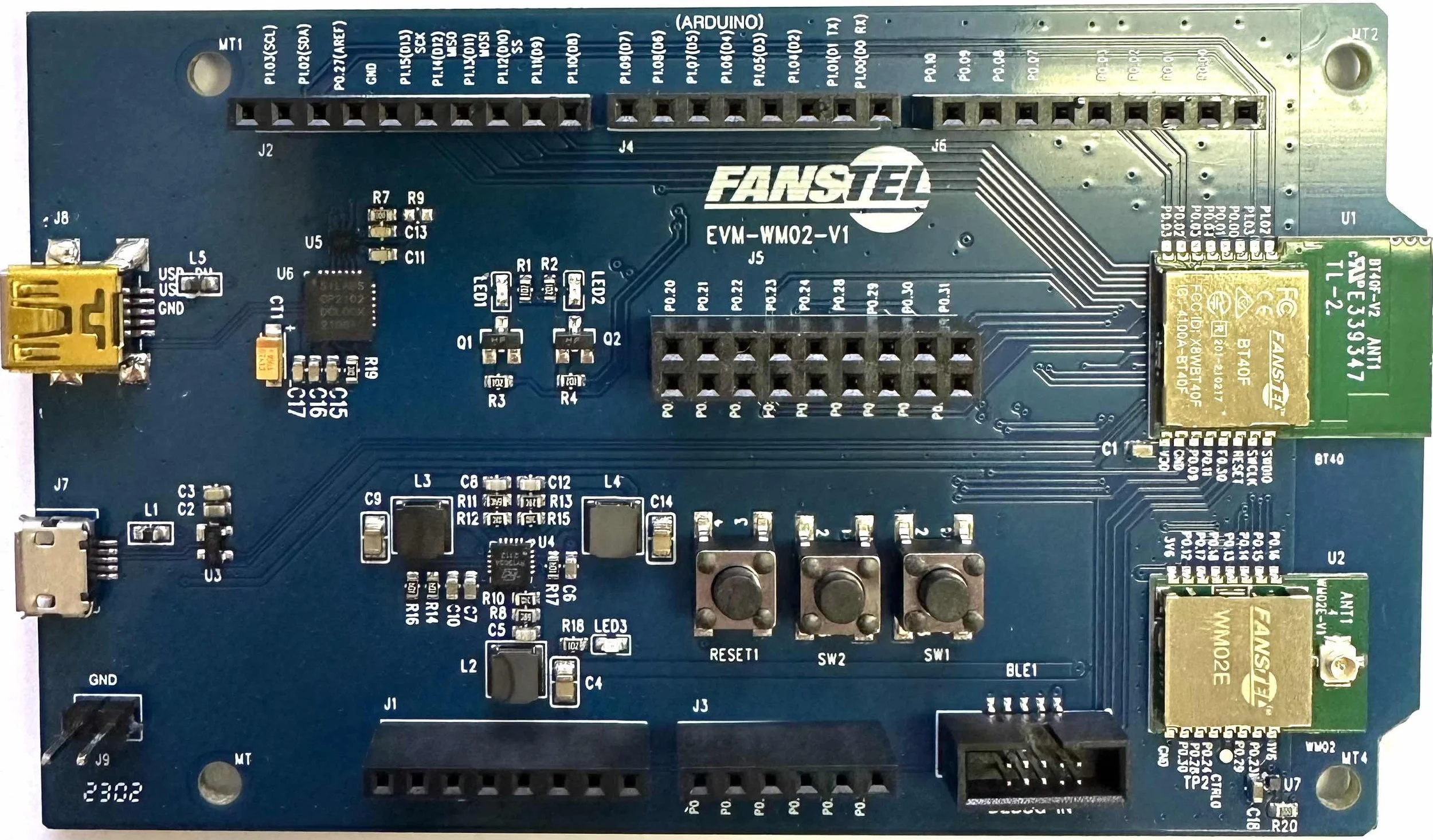EV-WM02E, Evaluation board for WM02E, WiFi 6 module — Fanstel