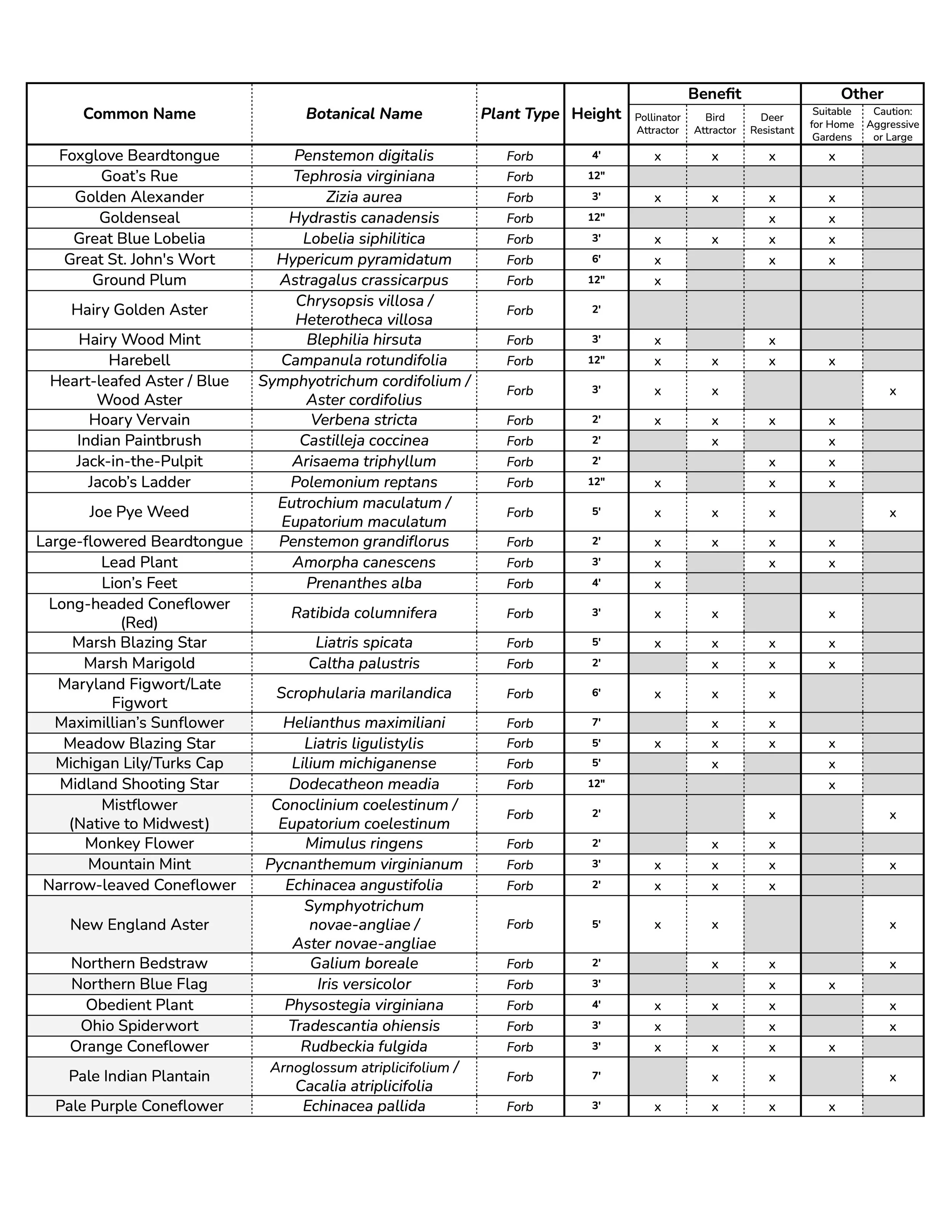 Natives COMMON NAME — Mother Earth Gardens