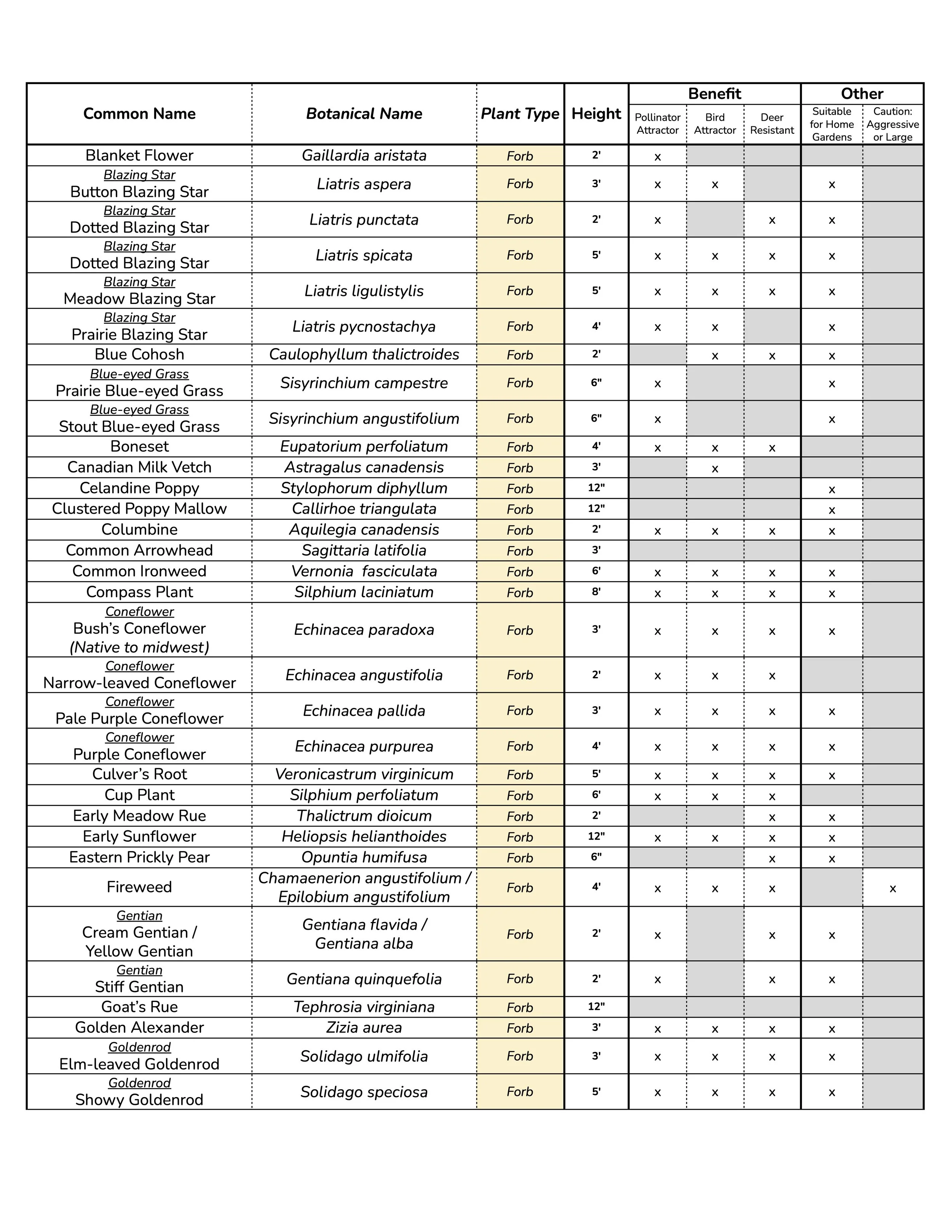 Natives COMMON NAME — Mother Earth Gardens