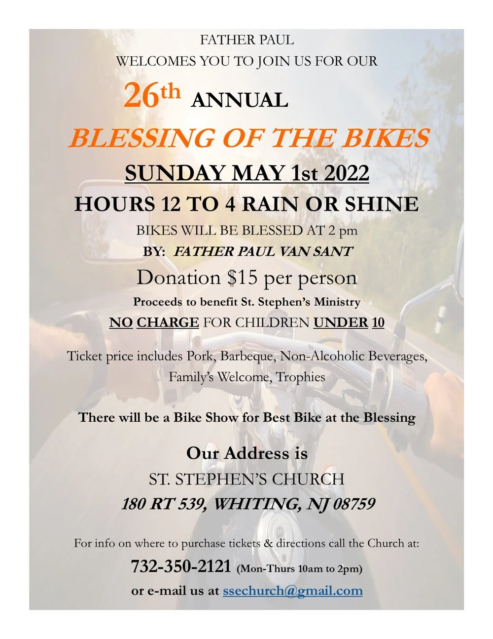 Blessing of the Bikes — Scroll down for quick access to our Newsletters ...