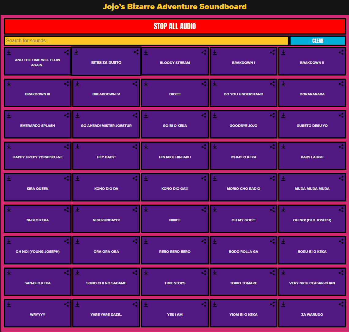 Jojo’s Bizarre Adventure added — Find your perfect soundboard - Memes ...