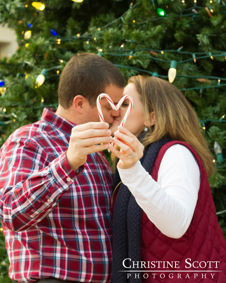 Downtown Greenville Christmas Engagement Session: Noel and Graham