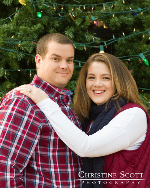 Downtown Greenville Christmas Engagement Session: Noel and Graham