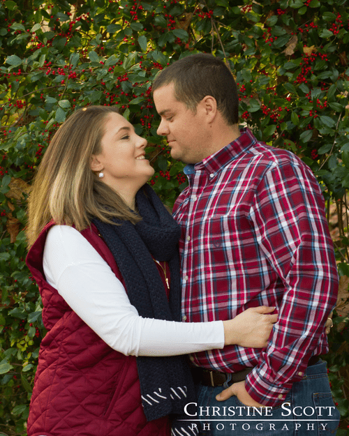 Downtown Greenville Christmas Engagement Session: Noel and Graham