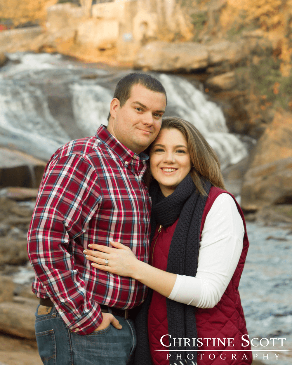 Downtown Greenville Christmas Engagement Session: Noel and Graham