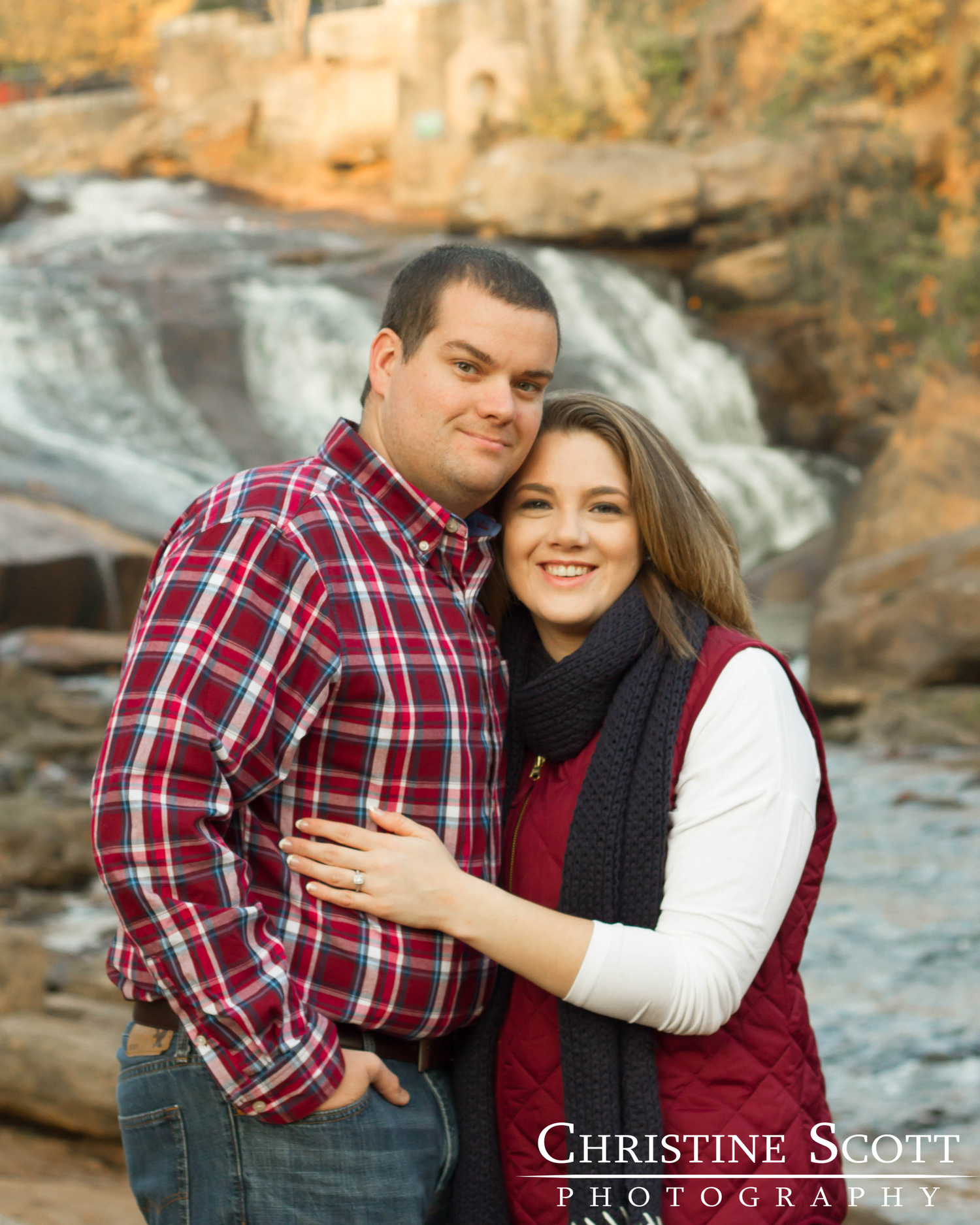 Downtown Greenville Christmas Engagement Session: Noel and Graham