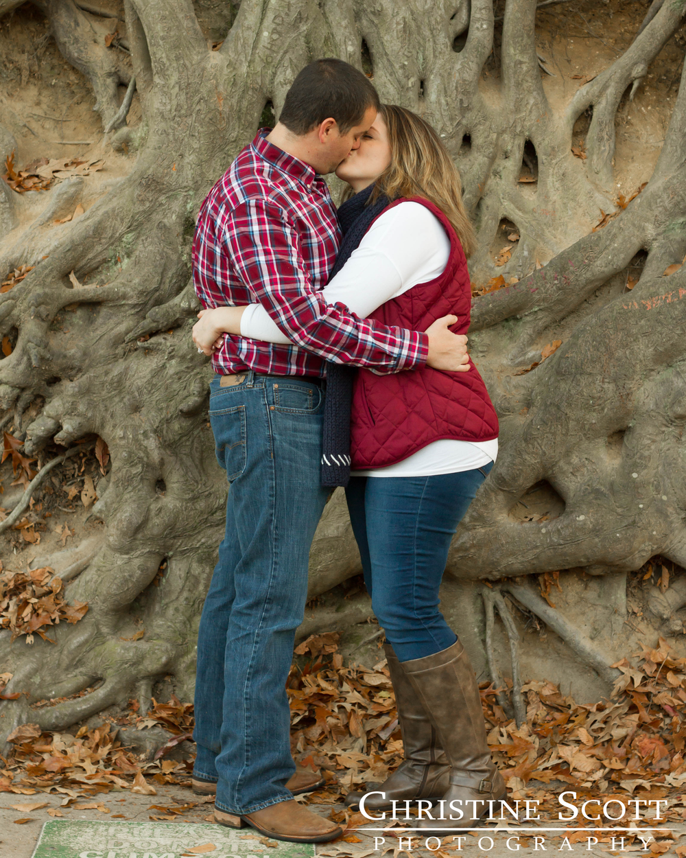 Downtown Greenville Christmas Engagement Session: Noel and Graham