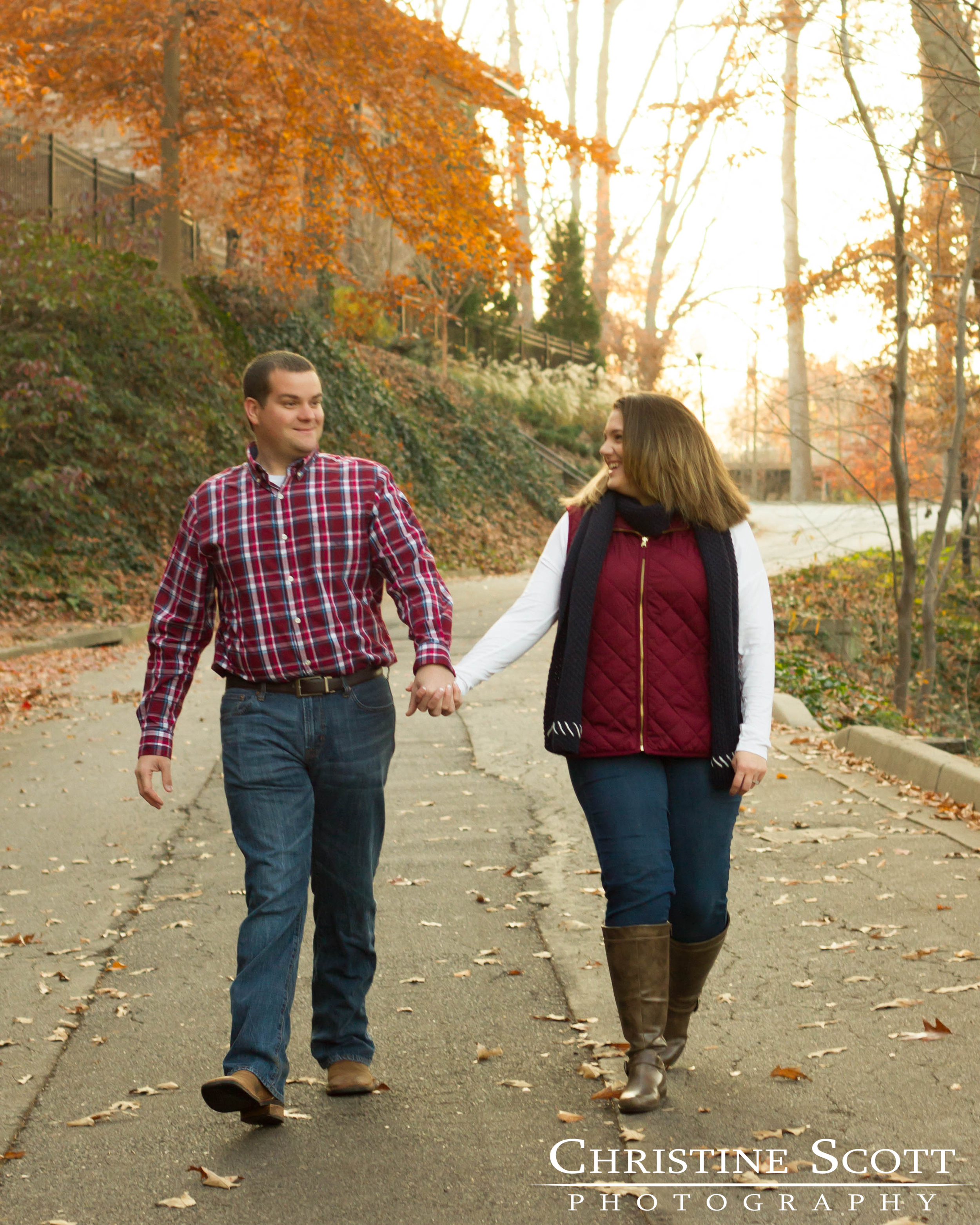 Downtown Greenville Christmas Engagement Session: Noel and Graham