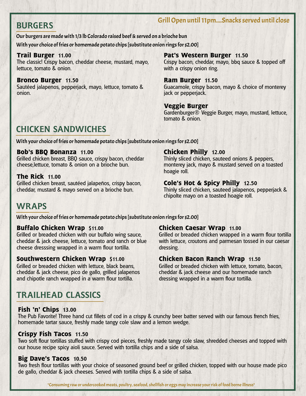 Food — The Trailhead Tavern