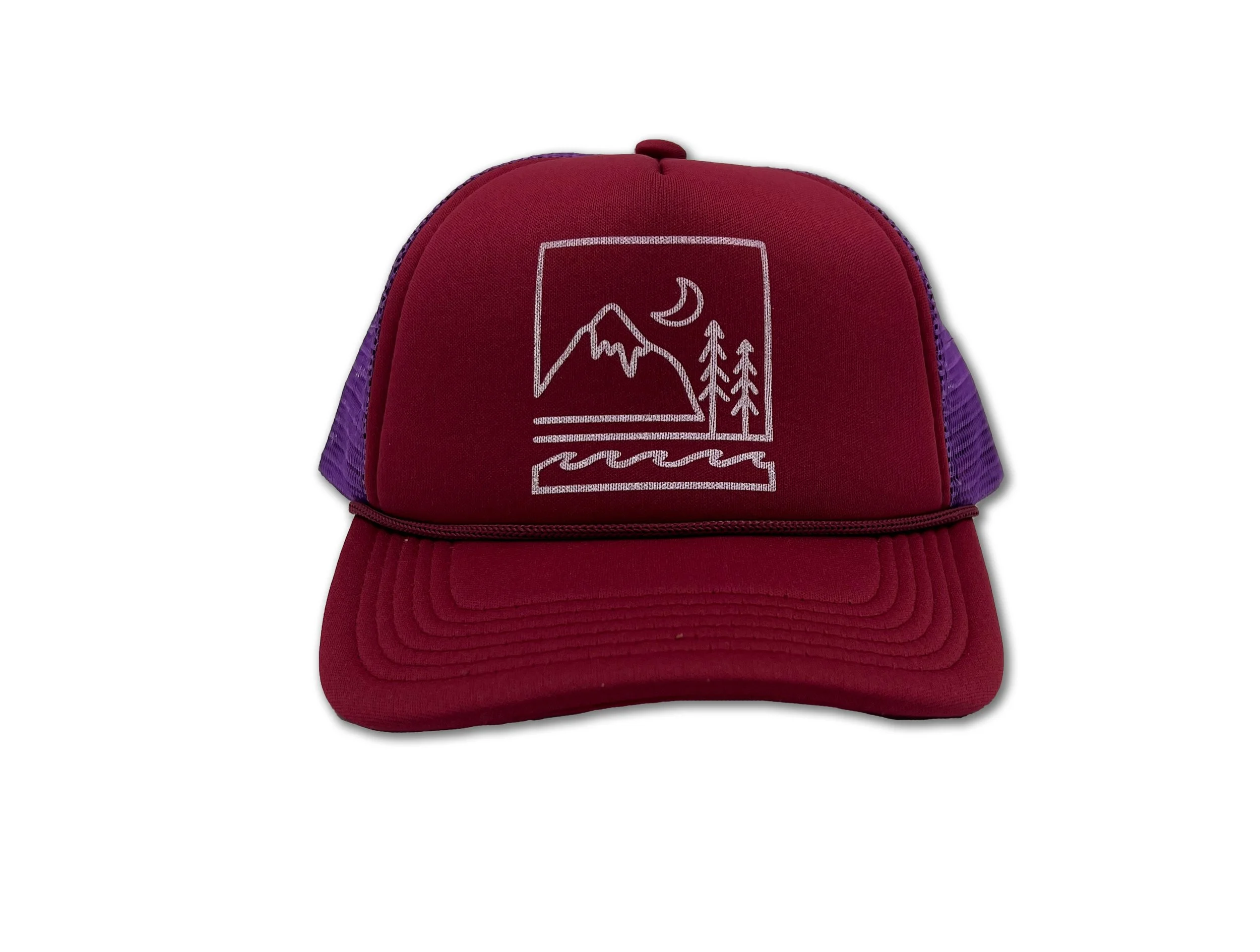 The Summit Trucker Hat - Maroon / Purple — OHANA | Mountains. Beach ...