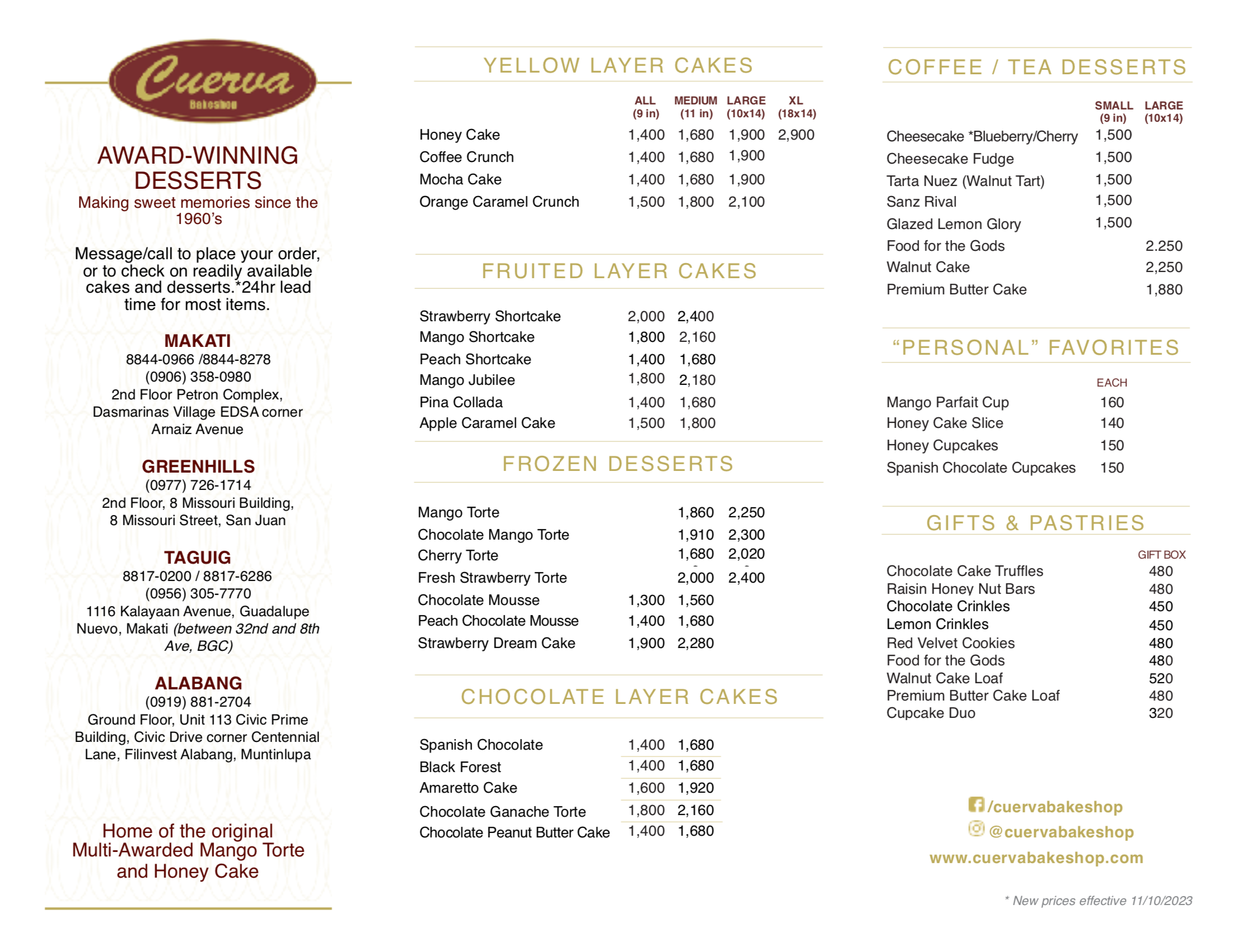 MENU — Cuerva Bakeshop