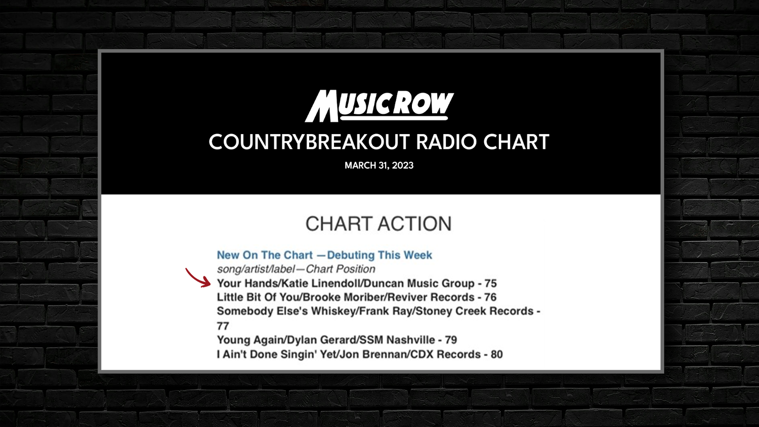 Your Hands is on the Charts on Music Row! — Katie Linendoll