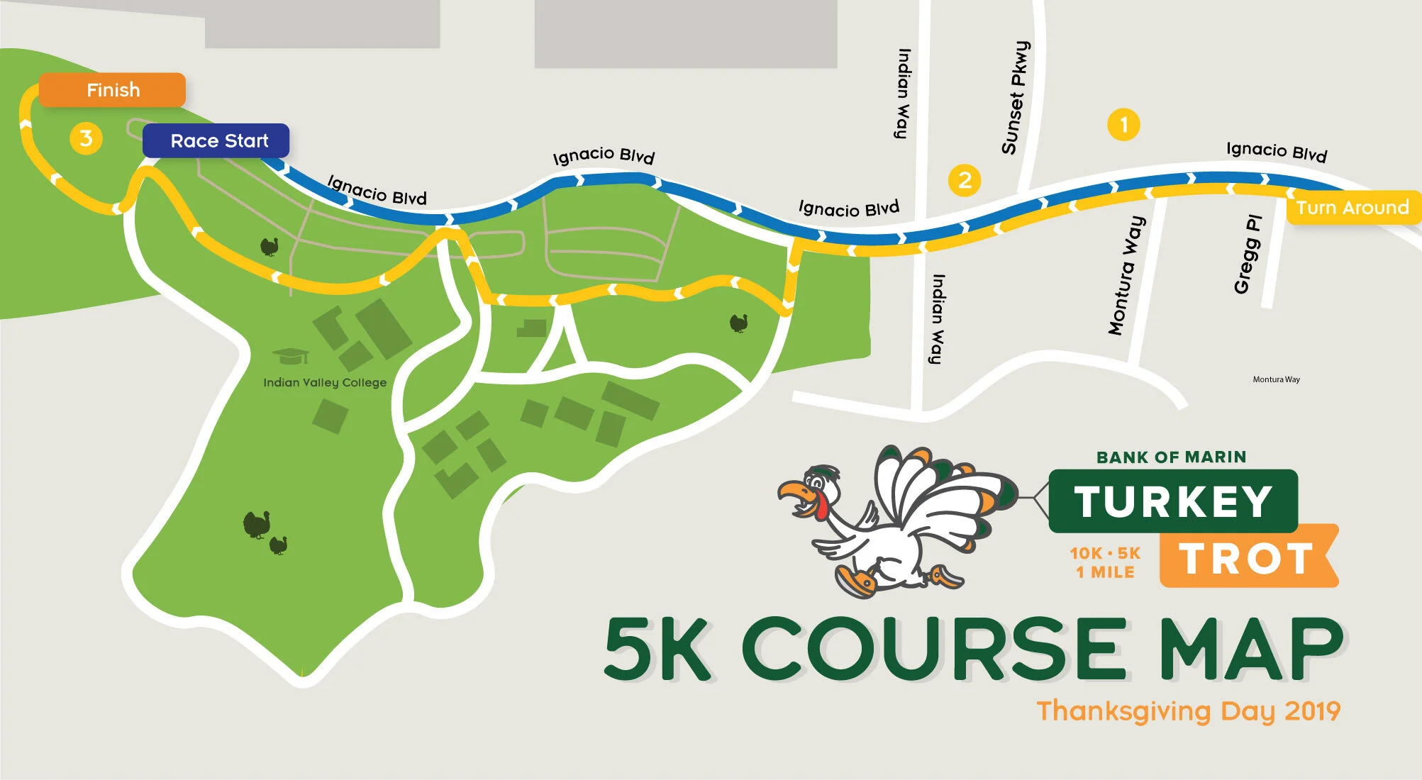 Course Map — Bank of Marin Turkey Trot