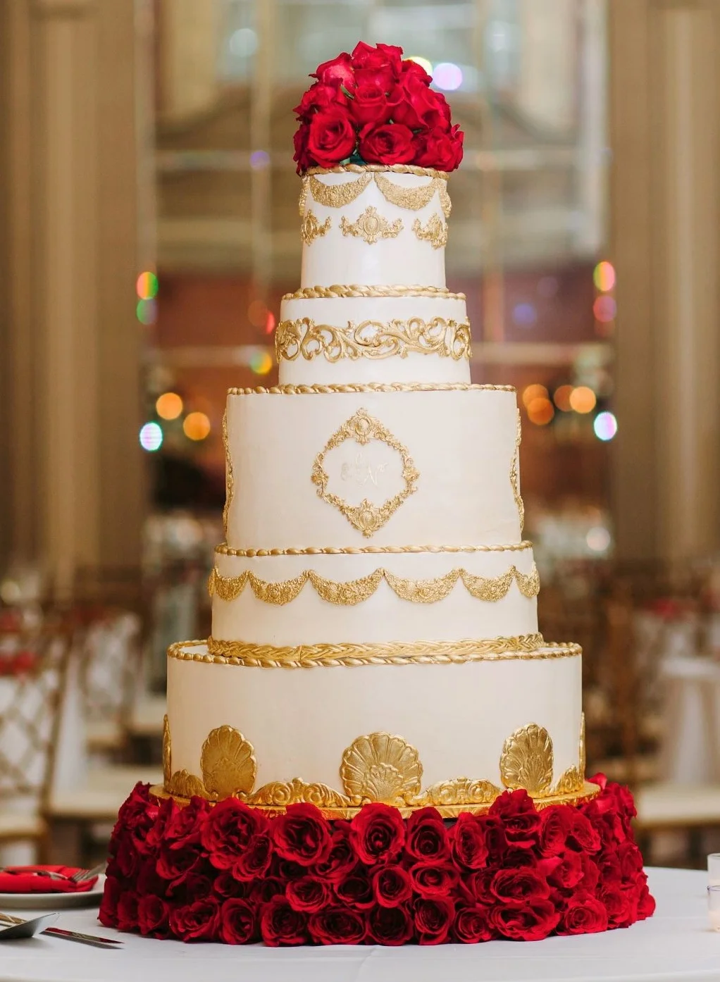 Red And Gold Wedding Cakes