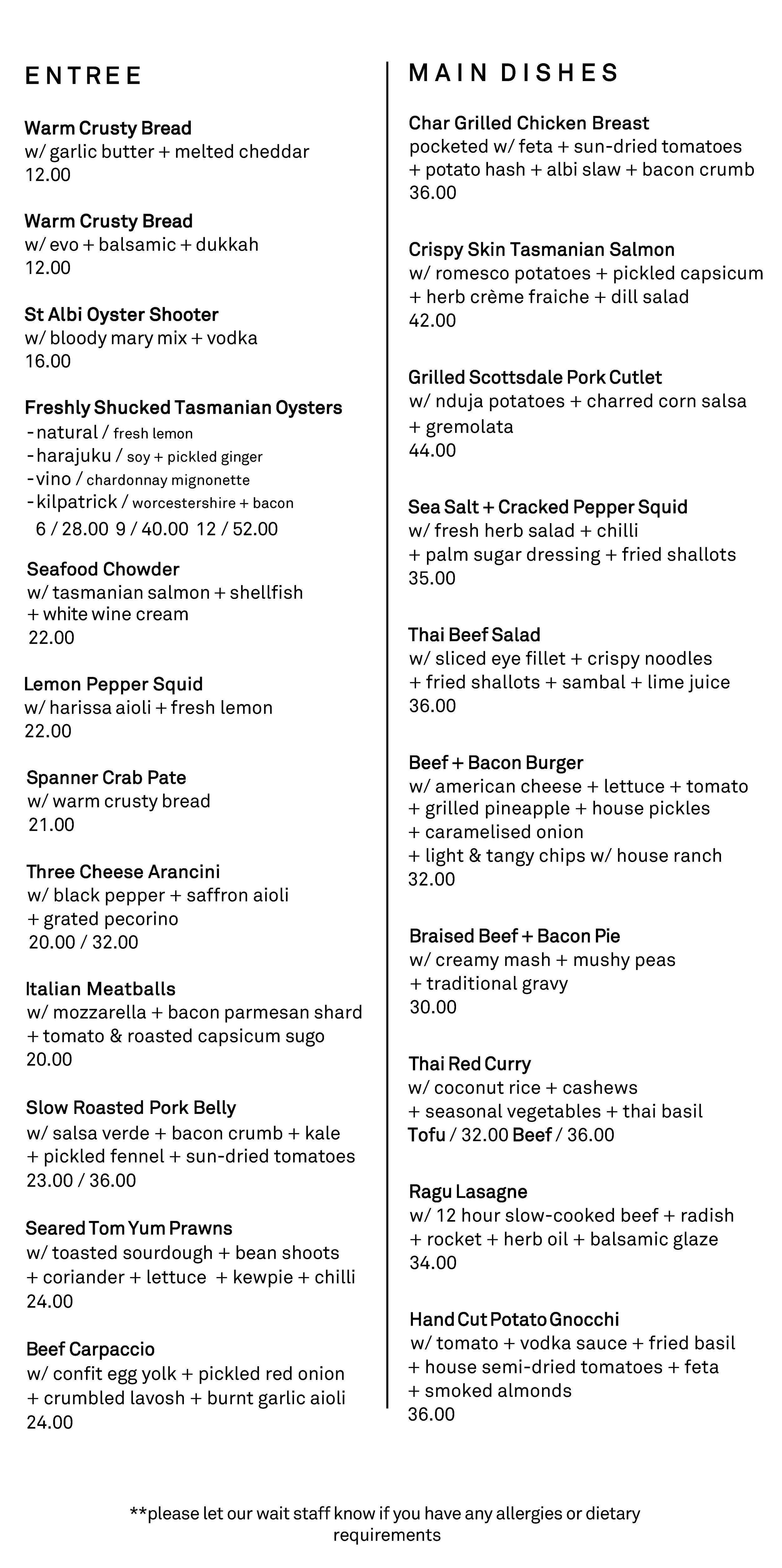A La Carte — ST. ALBI