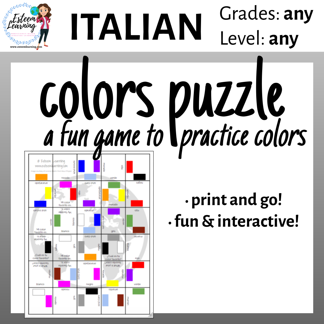 Printable Colors Puzzle Game - Italian — Esteem Learning LLC