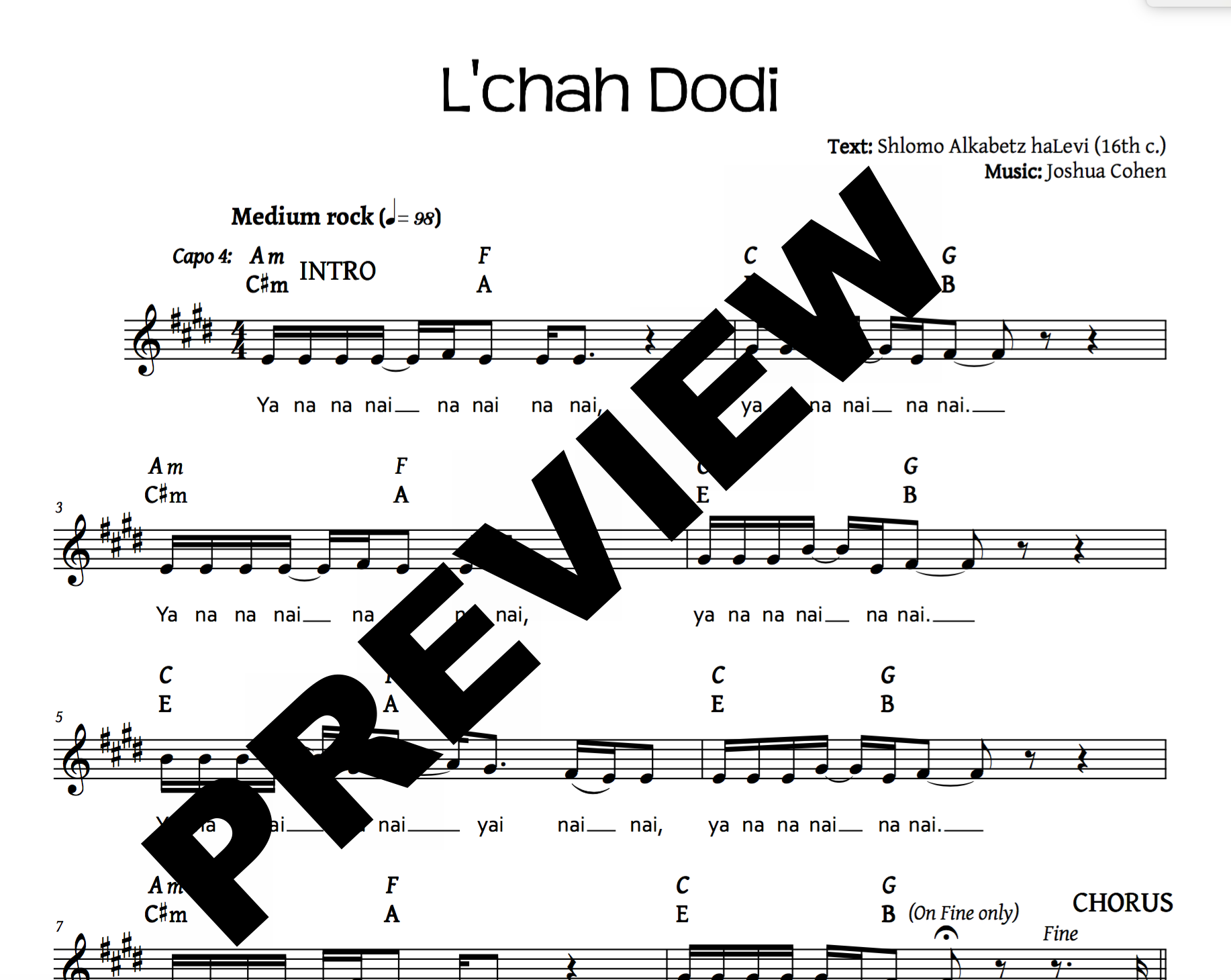 Sheet Music — the Joshua C. Cohen