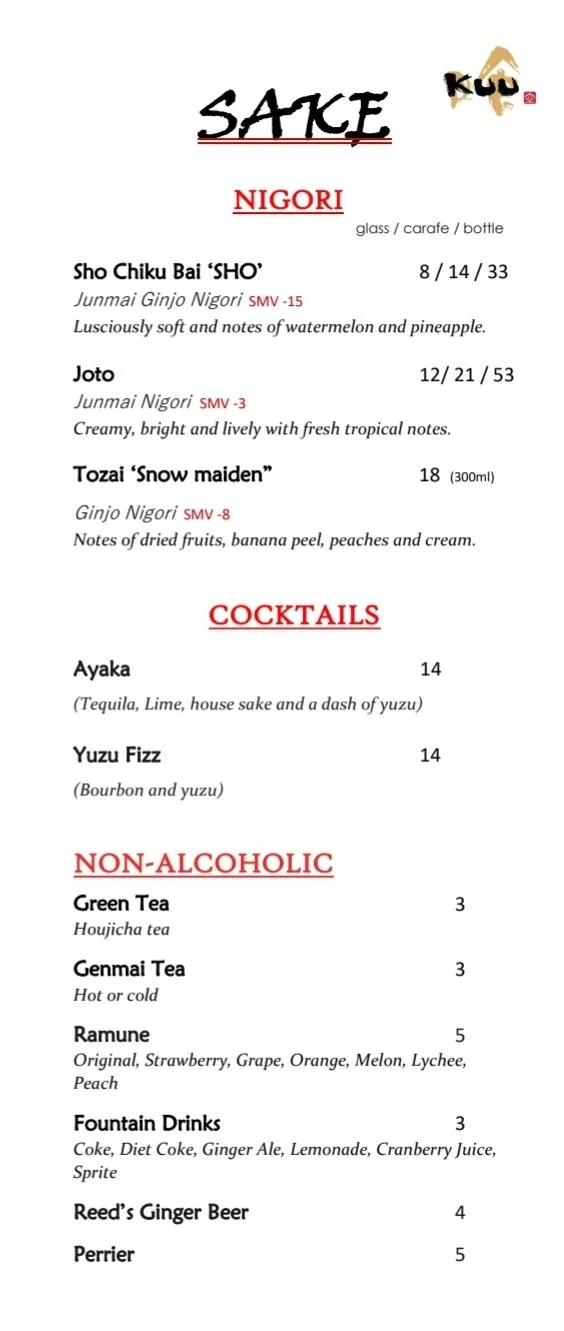 Menu — Wa Kitchen Kuu