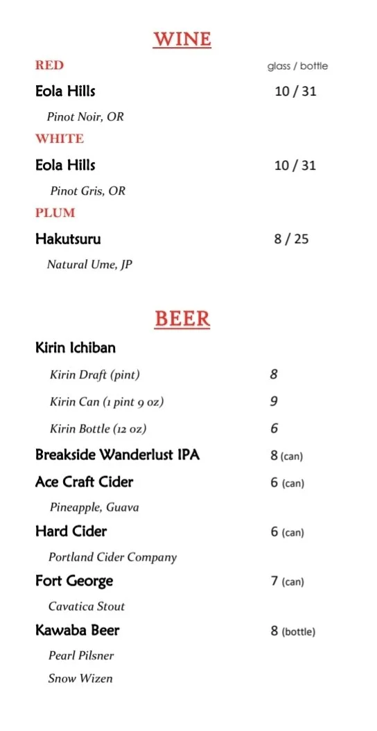 Menu — Wa Kitchen Kuu