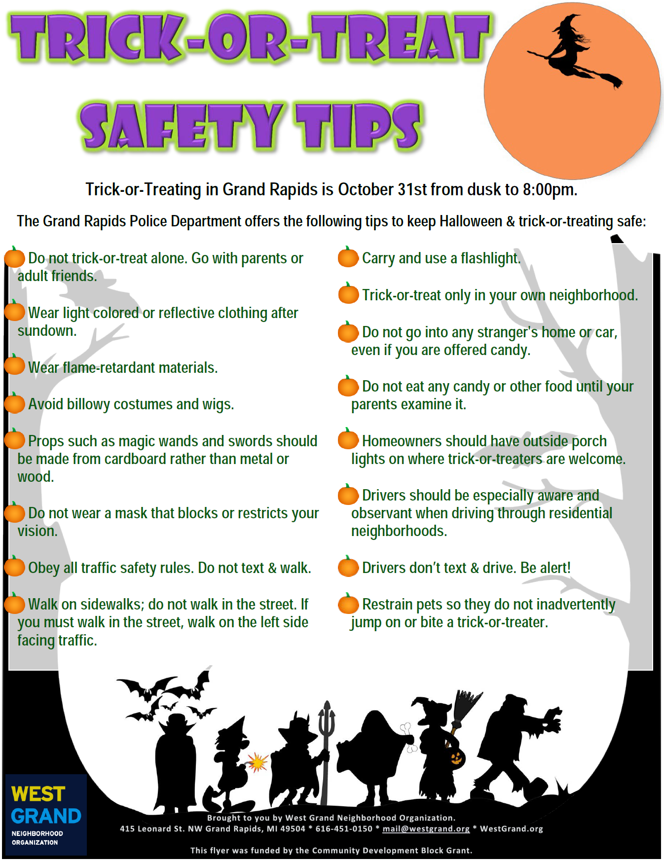 Halloween Safety Tips Event West Grand Neighborhood Organization Halloween Safety Tips Event West Grand Neighborhood Organization
