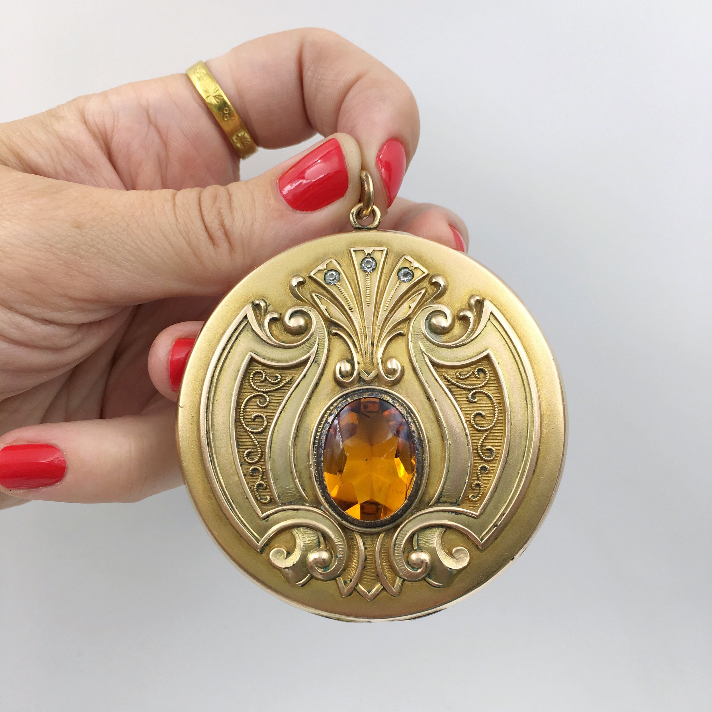 Oversized Art Nouveau Rolled Gold Locket Reverie