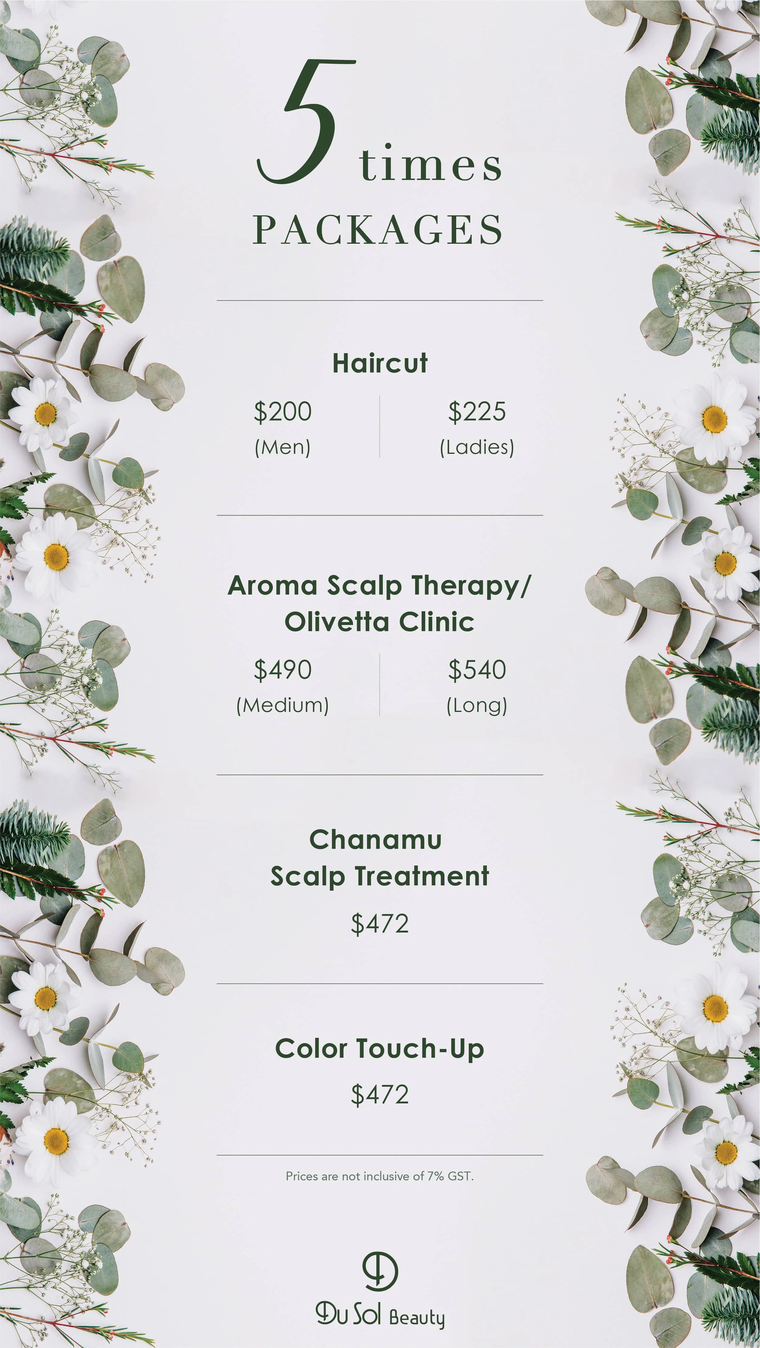 DuSol Beauty Singapore-Menu