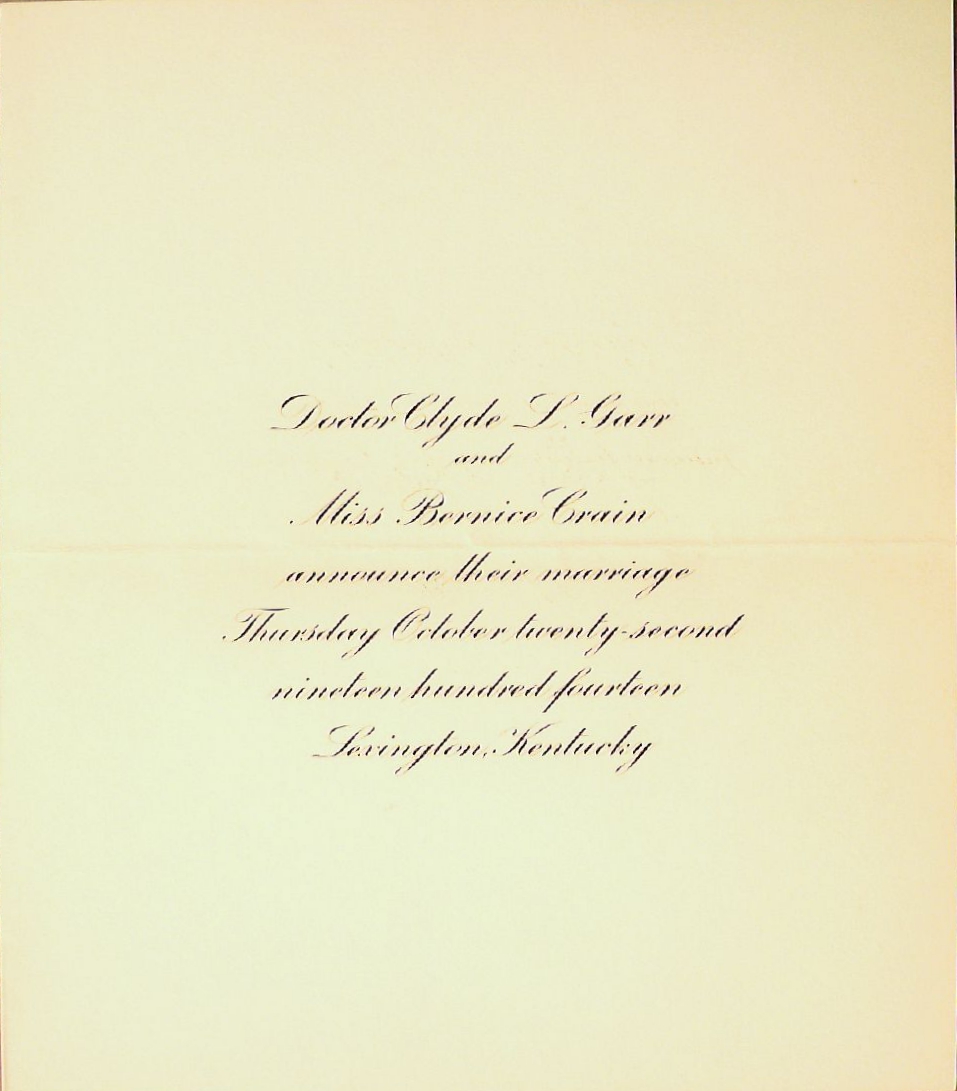 Clyde and Bernice's Wedding Invitation — Family History