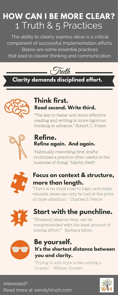 How can I be more clear? — WENDY HIRSCH